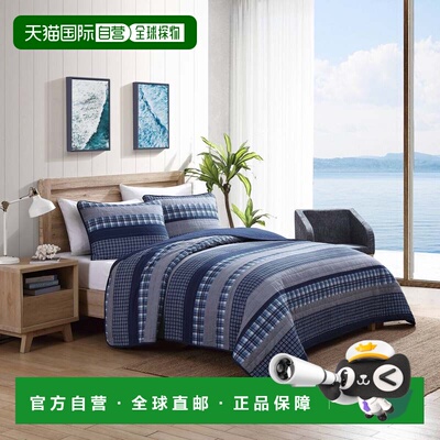 自营Nautica Addison全套/大号可逆被子和围巾套装-wint 美国奥