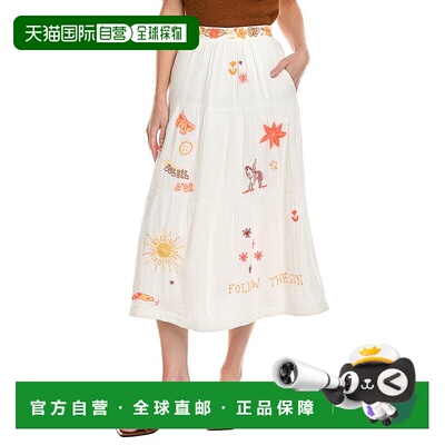 自营MOTHER The Tiered Maxi Skirt - white 美国奥莱直发半身裙