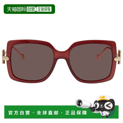 自营Salvatore Ferragamo Burgundy Square Ladies Sunglasses SF