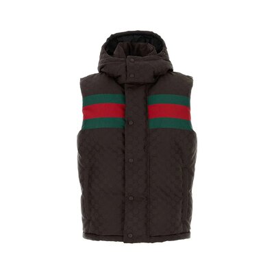 GUCCI 男士夹克 794827Z8BTE2159 AW2024 棕色 连帽无袖马甲