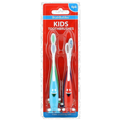 香港直发Brush Buddies儿童牙刷4支装柔软圆润毛温和清洁