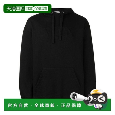 【99新未使用】香港直邮Valentino 黑色VLTN印花连帽卫衣 RV3MF00