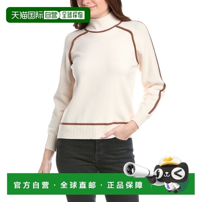 自营T Tahari Mock Neck Contrast Pullover - black 美国奥莱直