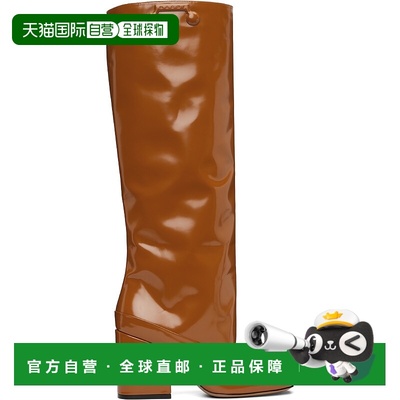 1h可退 香港直邮Marni 玛尼 女士 棕色 Leather Trunkaroo 高筒靴