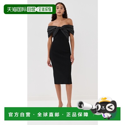 香港直邮Simkhai 女士 Mia 露肩中长连衣裙 black黑色 舒适时尚