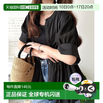 日本直邮classicalelf 女装 前後兩穿洗水透視層次感雪紡襯衫 ce1