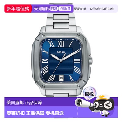 自营Fossil Men's Crosby Blue Dial Watch - blue 美国奥莱直发