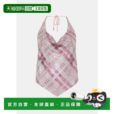 Pink Check Chainmail Top上衣女装背心