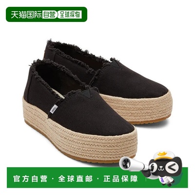 自营Toms Valencia 10019795Black Canvas Slip On Platform Espa