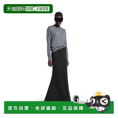 自营欧洲直邮Balenciaga巴黎世家 Garde Robe女士灰色羊毛V领毛衣