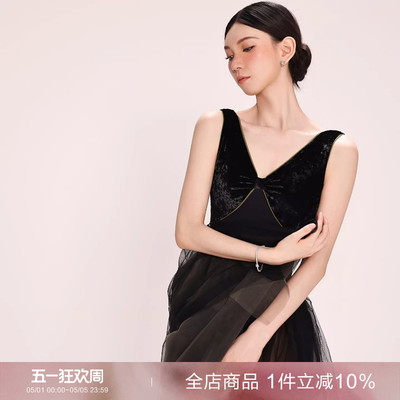 danzbaby芭蕾舞服成人练功服瑜伽服女形体服丝绒拼接V领体服B386
