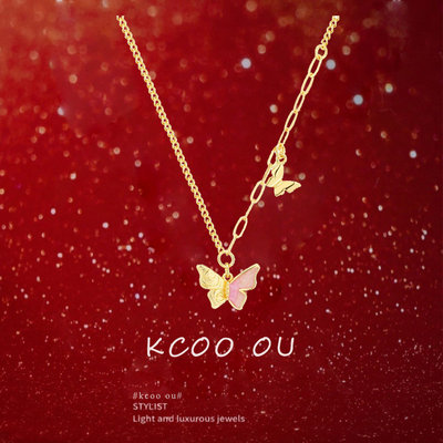 kcooou原创「玫瑰蝴蝶」项链