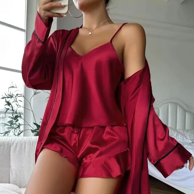 Women's New Pajamas Three-Piece Set of Women's Sexy Suspende