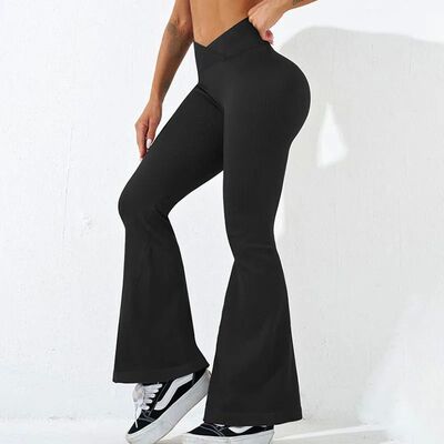 Sexy Slim Flared Pants Cross Waist Legging Women Seamless St