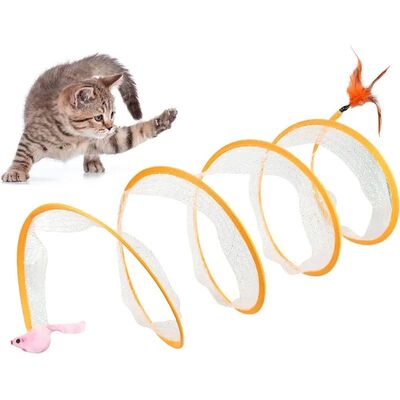 Folded Cat Tunnel S Type Cats Tunnel Spring Toy Mouse Tunnel