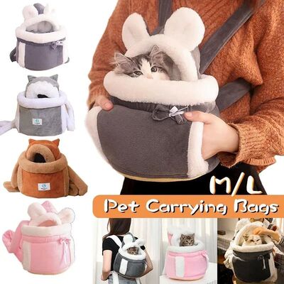 Pet Carrier Bag Cat Dogs Plush Backpack Outdoor Travel Walki