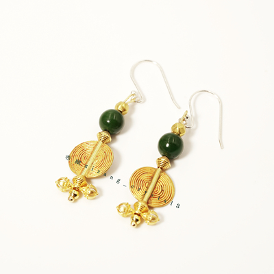 希藏·XIZANG Studio·纯金老油绿耳环