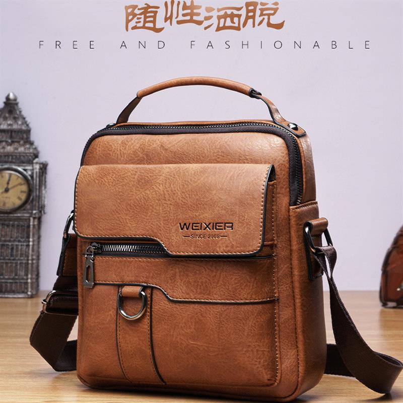 新品跨境男士真皮单肩包头层牛皮斜挎包男包商务休闲揹包旅行朝包