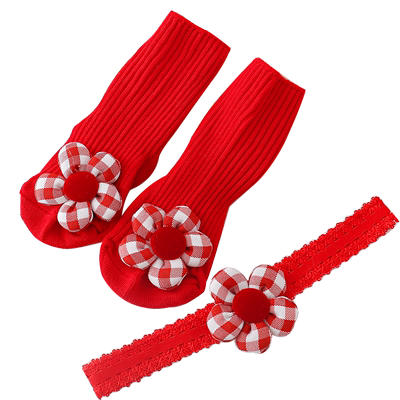 宝宝发带袜子套装新生婴儿百日