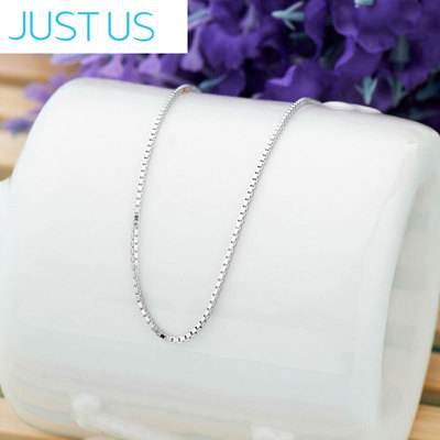 JUSTUS 纯银链子无吊坠925银项链女锁骨链细裸链颈链礼物方盒子链