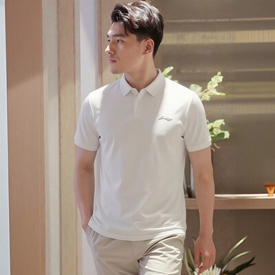 李宁男子凉感舒适短袖POLO衫