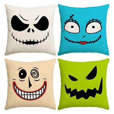 1pc/4pcs Halloween Pillow Cover Halloween Horror Expressions