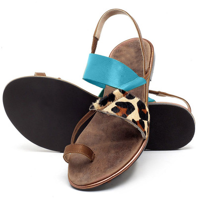 Summer Ladies Leather shoes Woman Beach Flat Sandals Size 43