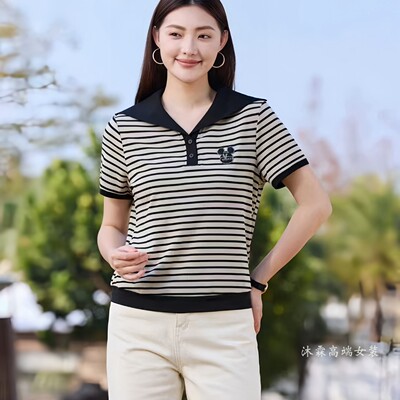 沐紫霖2026夏季新宽松大码修身显瘦气质女打底衫百搭上衣T恤16081