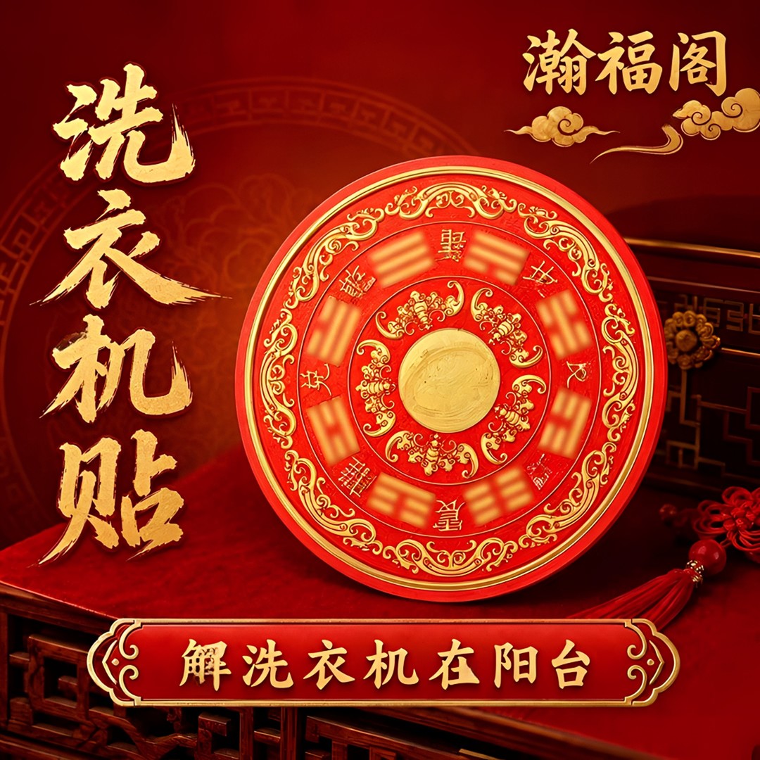 【瀚福阁】洗衣机贴阳台福纹装饰贴洗衣机自粘装饰方位贴仿金箔贴