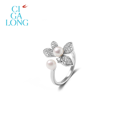 CIGALONG龙梓嘉月光茉莉珍珠项链耳钉戒指新中式珠宝