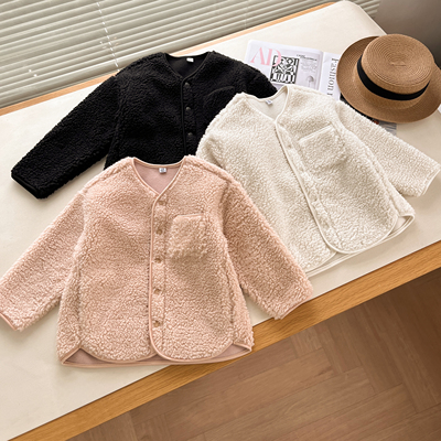 福利价高品质童装男女童仿羊羔绒开衫长袖抓绒保暖外套秋冬483244