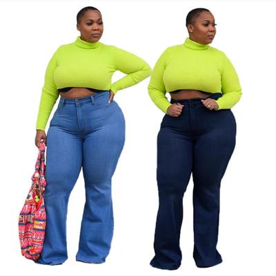 XL-5XL plus size women jeans casual fat ladies flared pants
