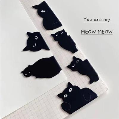 6pcs Black Cat Bookmark for Books Cute Cartoon Magnetic Page