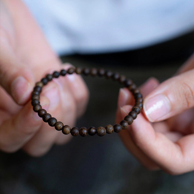 天然野生沉水文莱黑棋沉香5mm