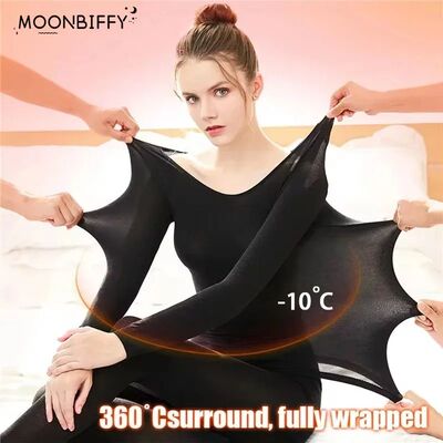 Women Ultrathin Thermal Underwear Set Spring Autumn 2 Pieces