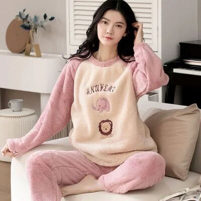 Warm Sleepwear for Winterthickened Warm Flannel Pajamas Stud
