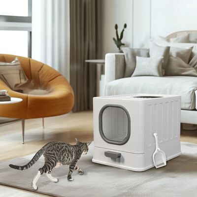 Bingopaw XL Cat Litter Box with Lid Enclosed Cat Potty Top E