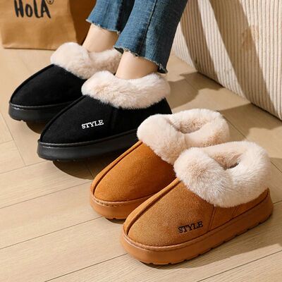 Anti-slip Thick Plush Snow Boots Women Faux Suede Platform F