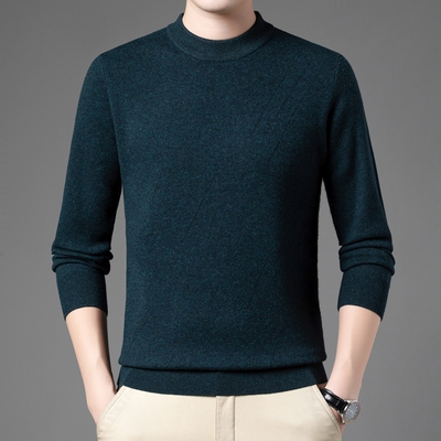 开顺羊毛衫男半高领加厚针织毛衣