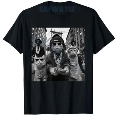 Funny Cat Streetcore T-Shirt Humorous Weird Cat Streetwear T