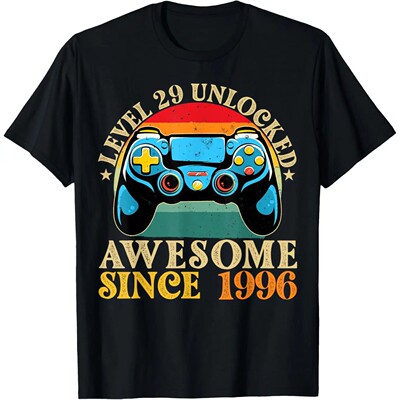 Level 29 Unlocked Awesome Since 1996 29th Birthday Gamer T-S