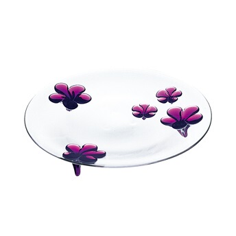 花朵装饰手工玻璃托盘果盘收纳盘