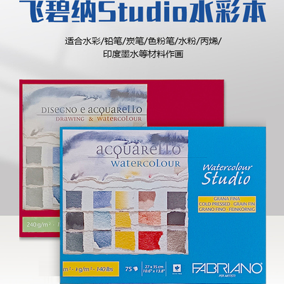 意大利进口飞碧纳水彩本25%棉Accademia单面封胶100张无酸加厚本