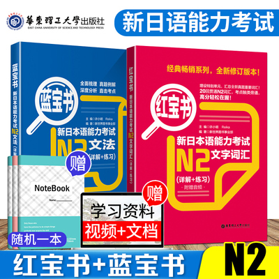 日语n2词汇 N2红蓝宝书 日语能力考试N2红宝书词汇+N2蓝宝书文法详解练习 全新修订版许小明日语n2真题日语自学入门教材标准日本语