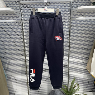 FILA斐乐童装2025冬季男大童加绒抗菌舒适休闲运动长裤K62B541609