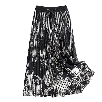 本后-水墨针织百褶半身裙