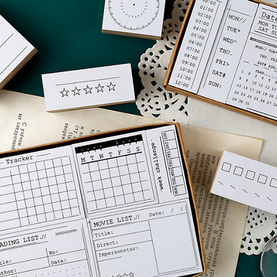 手账时间计划橡胶密度板木质印章