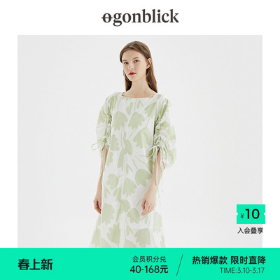 北欧时刻法式印花连衣裙女2026夏季新款小众设计感气质中袖裙子