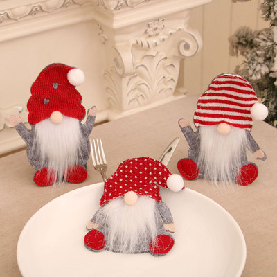 Christmas Dwarf Knife Fork Hat Faceless Elderly Bag Hat cap