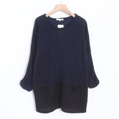 D120100日单秋冬款弹性圆领套头微宽松显瘦好搭配女简洁中长毛衣